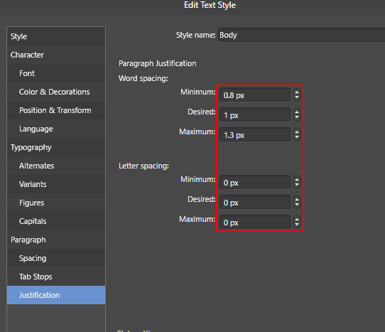 AD: Text Style Panel, Justification units - Pre-V2 Archive of Desktop Questions (macOS and ...