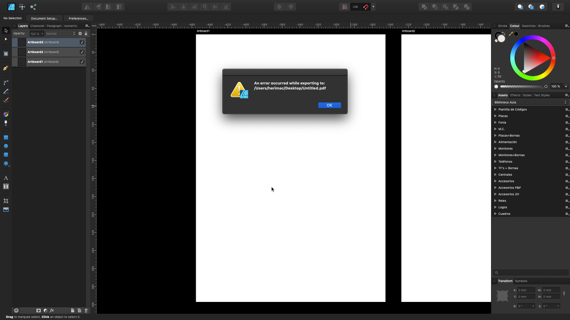 Error Exporting To PDF Selected Artboards 1 7 0 2 ARCHIVE Designer Beta On MacOS Threads 