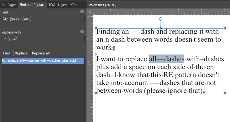 RE Replace Problems - [ARCHIVE] Publisher beta on macOS threads ...