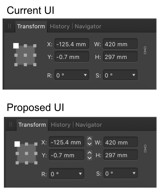 Transform 'arrows' for incrementing values up or down - Feedback for ... Transform 'arrows' for incrementing values up or down - Feedback for ...
