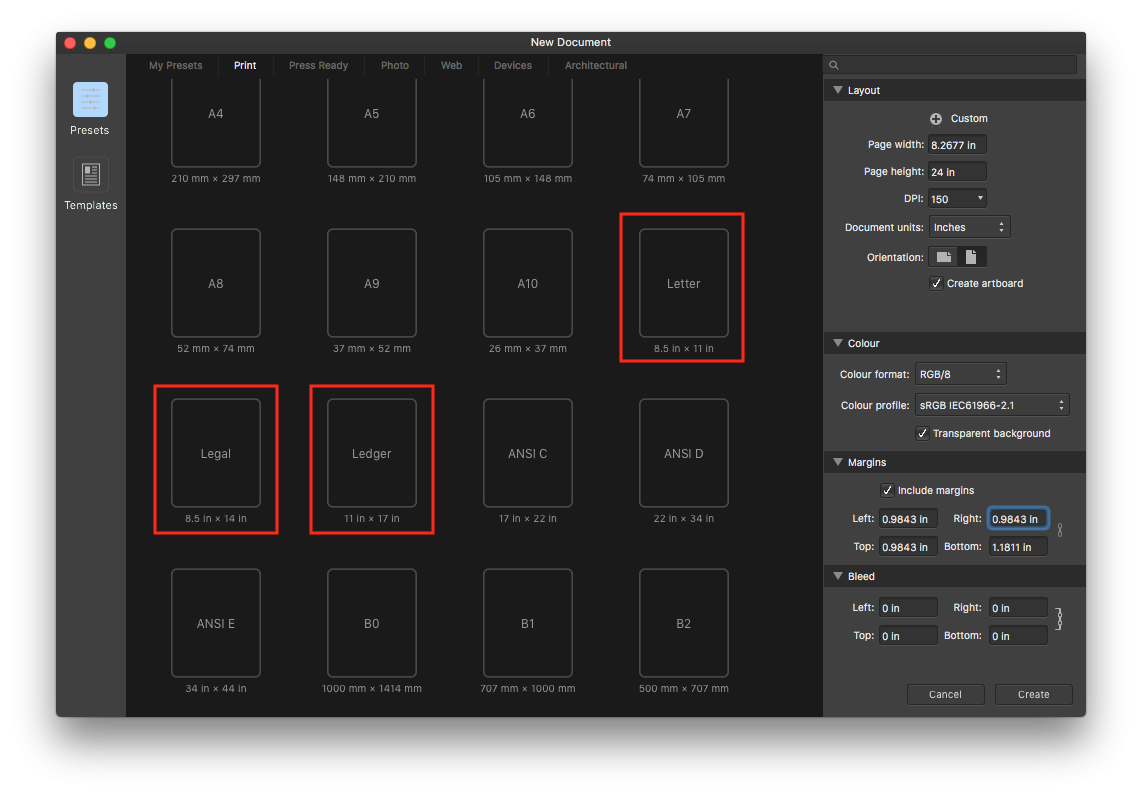 Trying Again In Paper Size Pre V2 Archive Of Affinity On Desktop