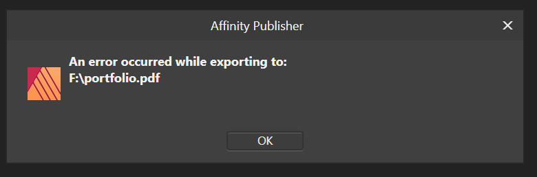 An Error Occurred While Exporting To Solved V1 Bugs Found On Windows Affinity Forum