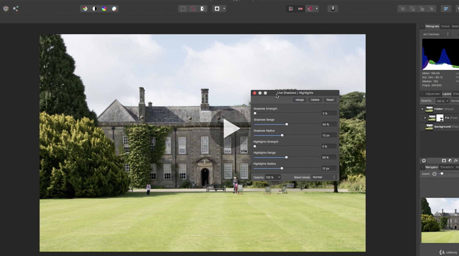 Does a "nested" filter layer in the layers panel have a different meaning compared to a filter ...