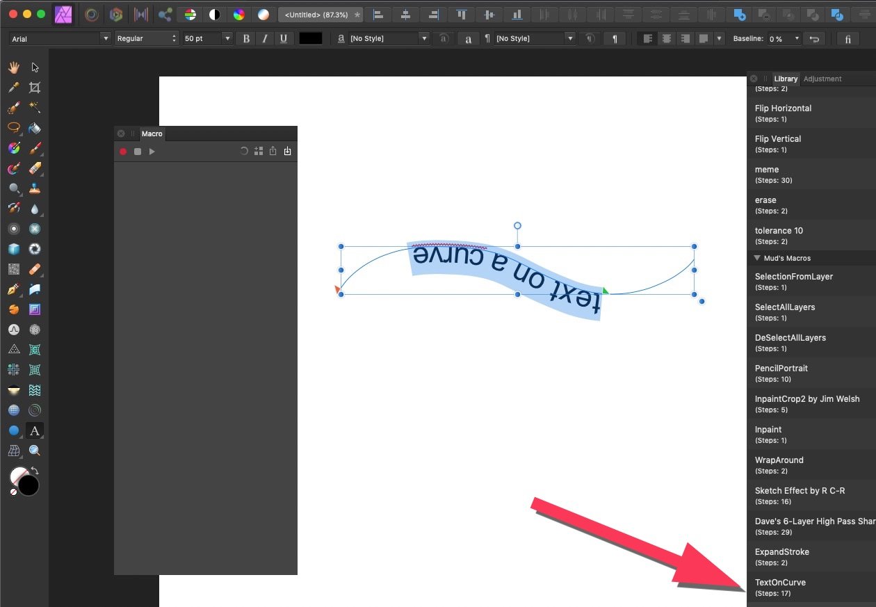 Text on Path in Affinity Photo using macro? (split) - Pre-V2 Archive of ...