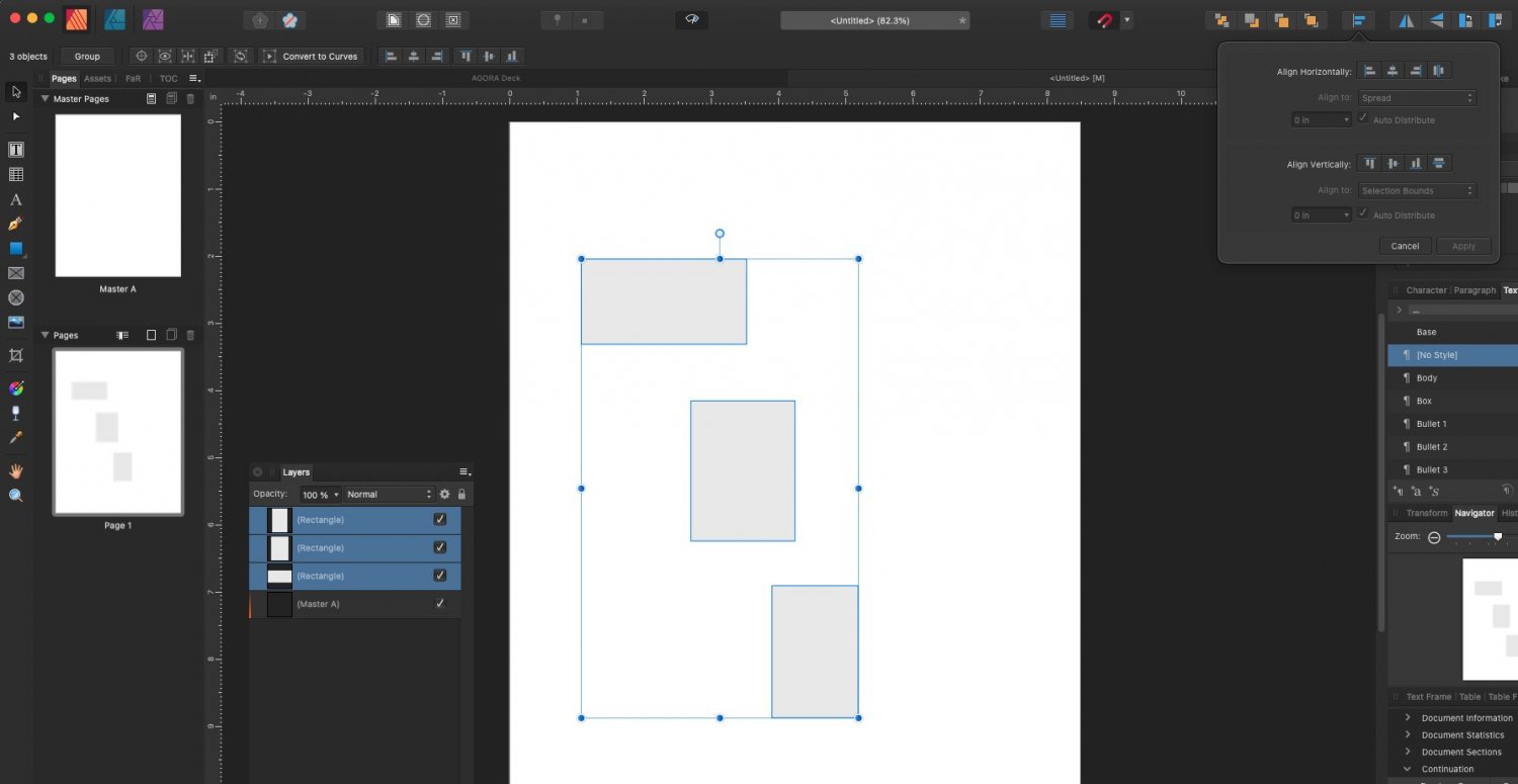 Can't align objects to selection only to spread - Pre-V2 Archive of Desktop Questions (macOS and ...
