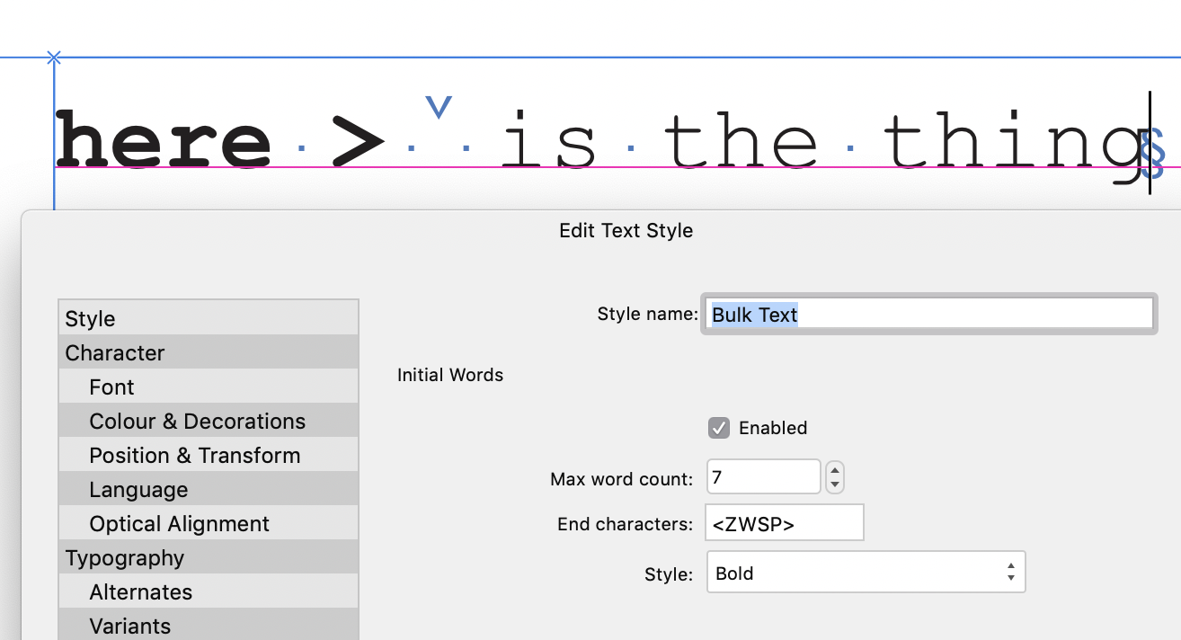 Initials words: option to exclude the end characters - Feedback for ...