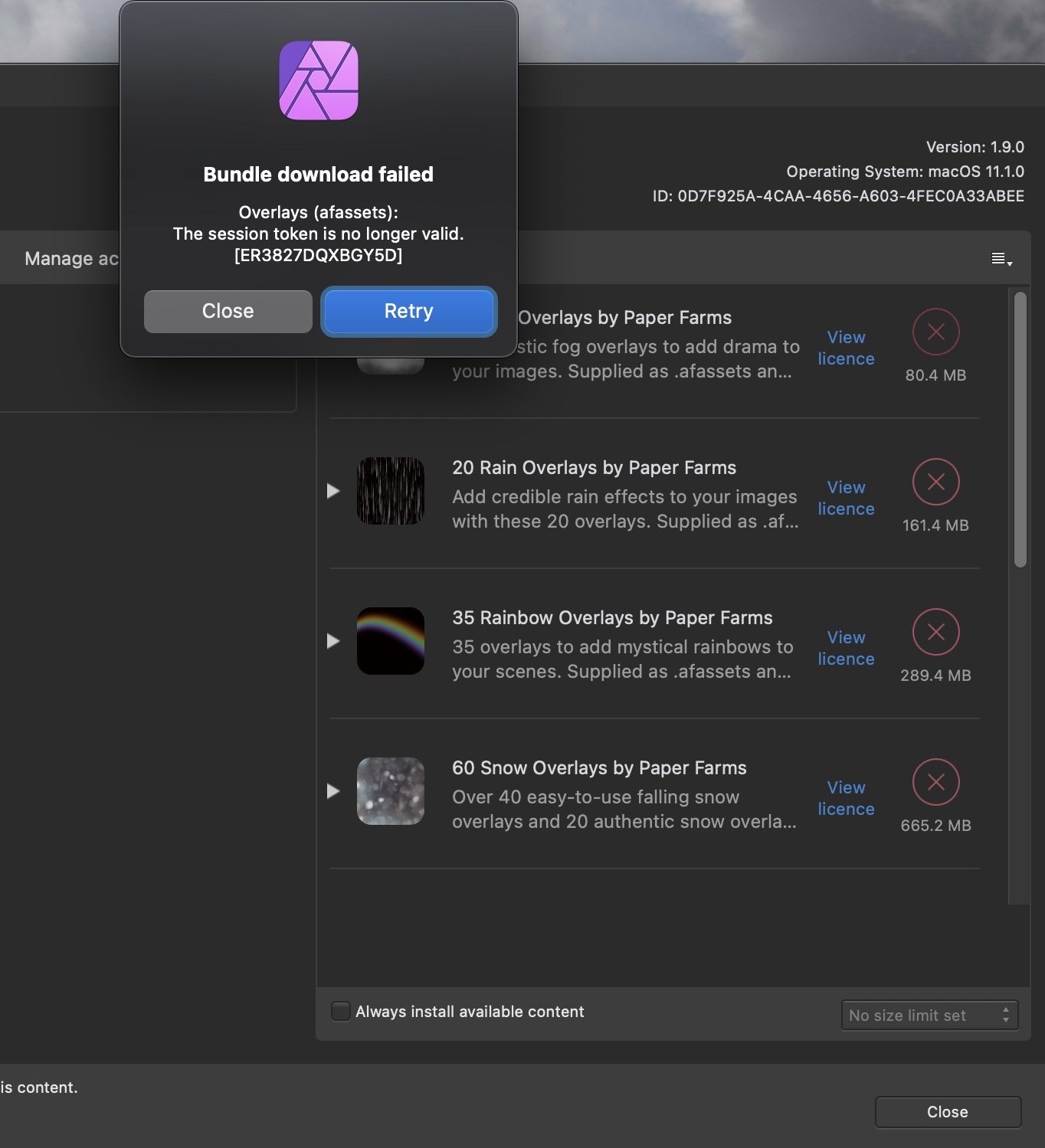 Download Failure - Pre-V2 Archive of Desktop Questions (macOS and Windows) - Affinity | Forum