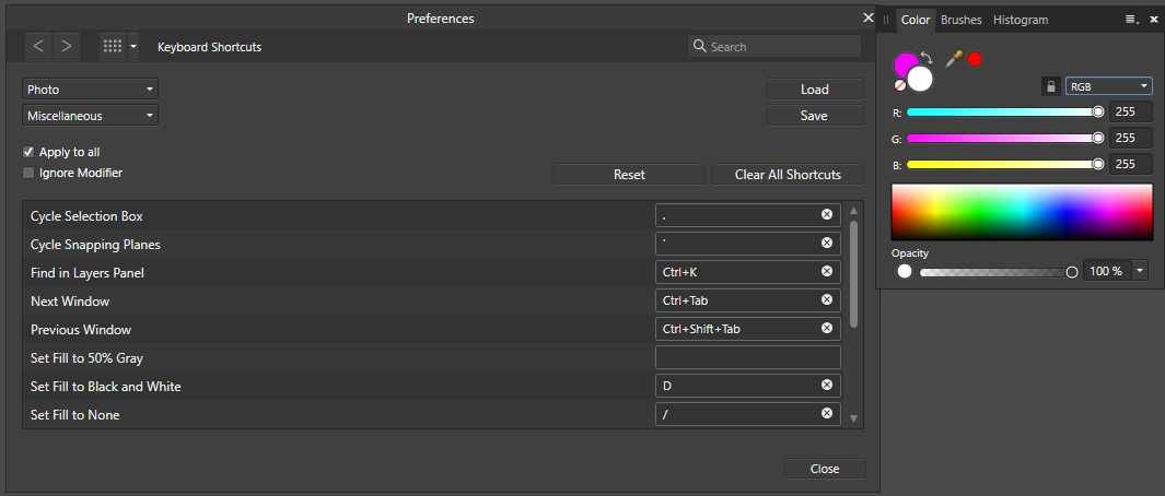 Shortcut set Fill To Black And White Not Working Pre V2 Archive Of Affinity On Desktop 