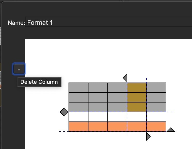 Delete row button missing on table format editor? - V1 Bugs found on ... Delete row button missing on table format editor? - V1 Bugs found on ...