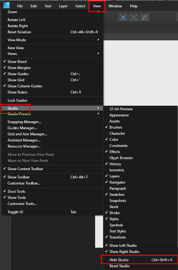 TIL about "Hide Studio" - Pre-V2 Archive of Affinity on Desktop ...