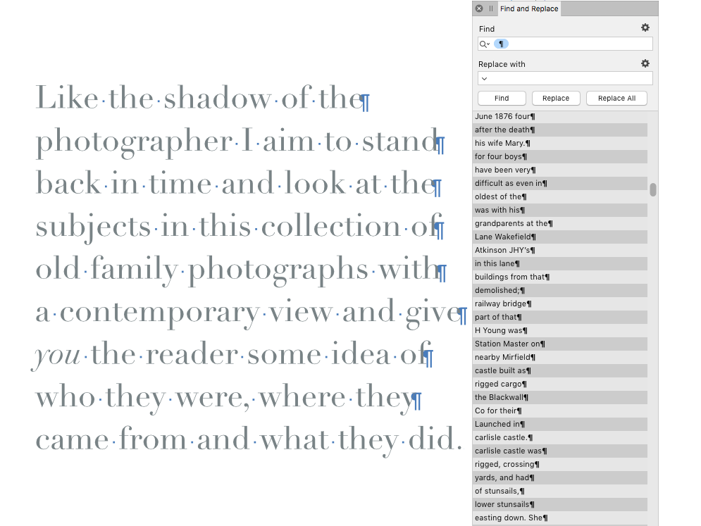 Find and replace. Find a return 'character' and replace with 'word ...