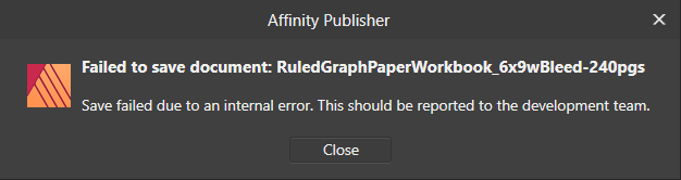 Cant save documents in 1.10.0 - V1 Bugs found on Windows - Affinity | Forum