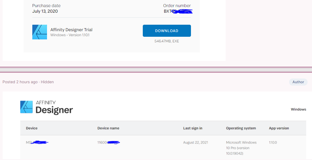 New PC - Affinity asks for product key. - Customer Service, Accounts ...