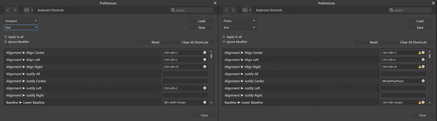 [keyboard Shortcuts] Context Sensitivity Feedback For Affinity Photo V1 On Desktop Affinity
