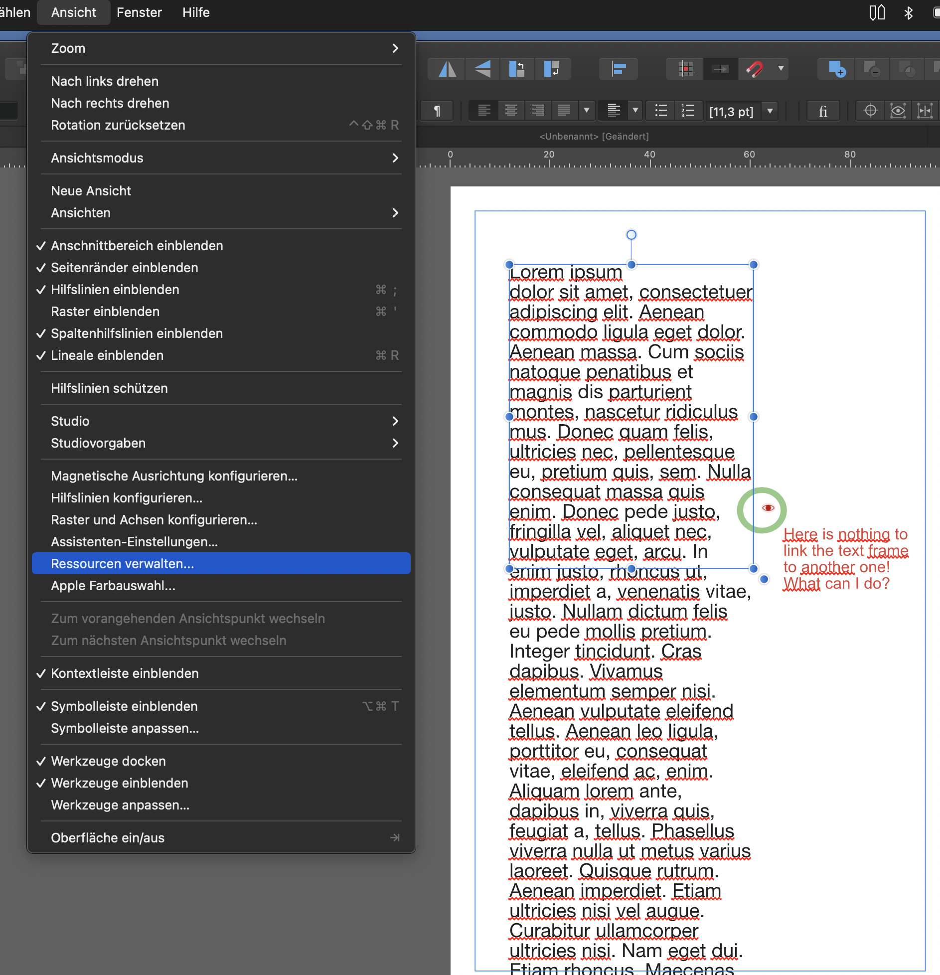 Cannot link one text frame to another one - Pre-V2 Archive of Desktop Questions (macOS and ...