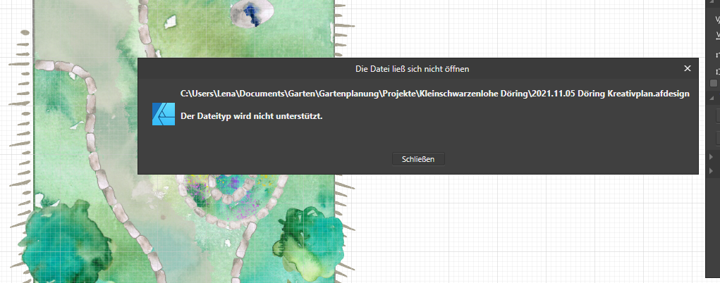 Error Messages I Cannot Open My File With Affinity Designer Anymore