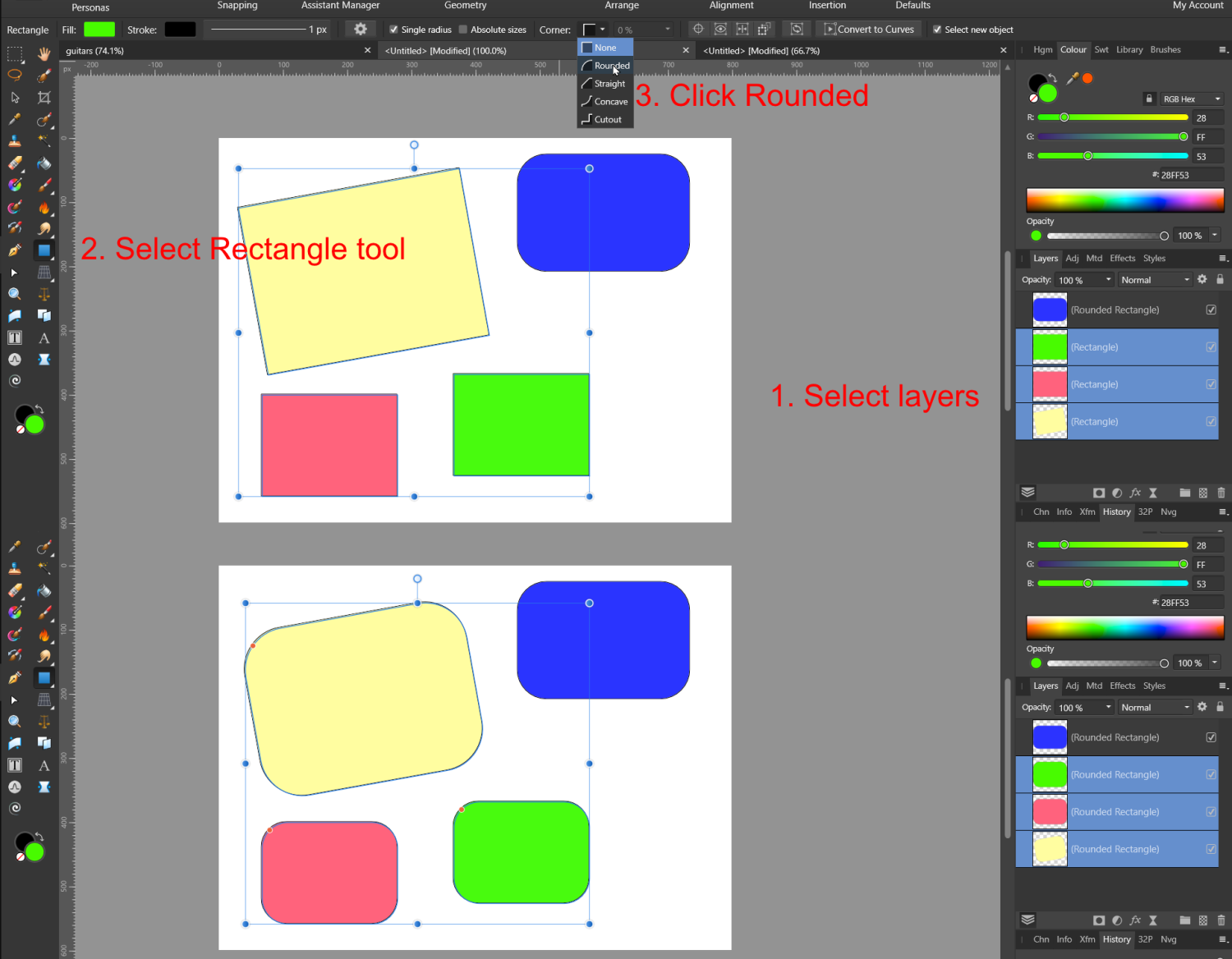 Changing shape type Rectangle Rounded Rectangle for existing shapes in ...