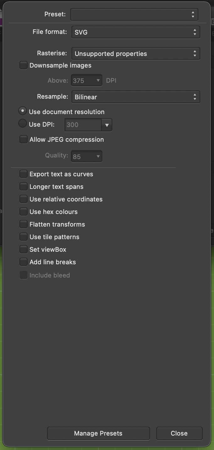 Problem exporting to SVG format - Pre-V2 Archive of Affinity on Desktop ...