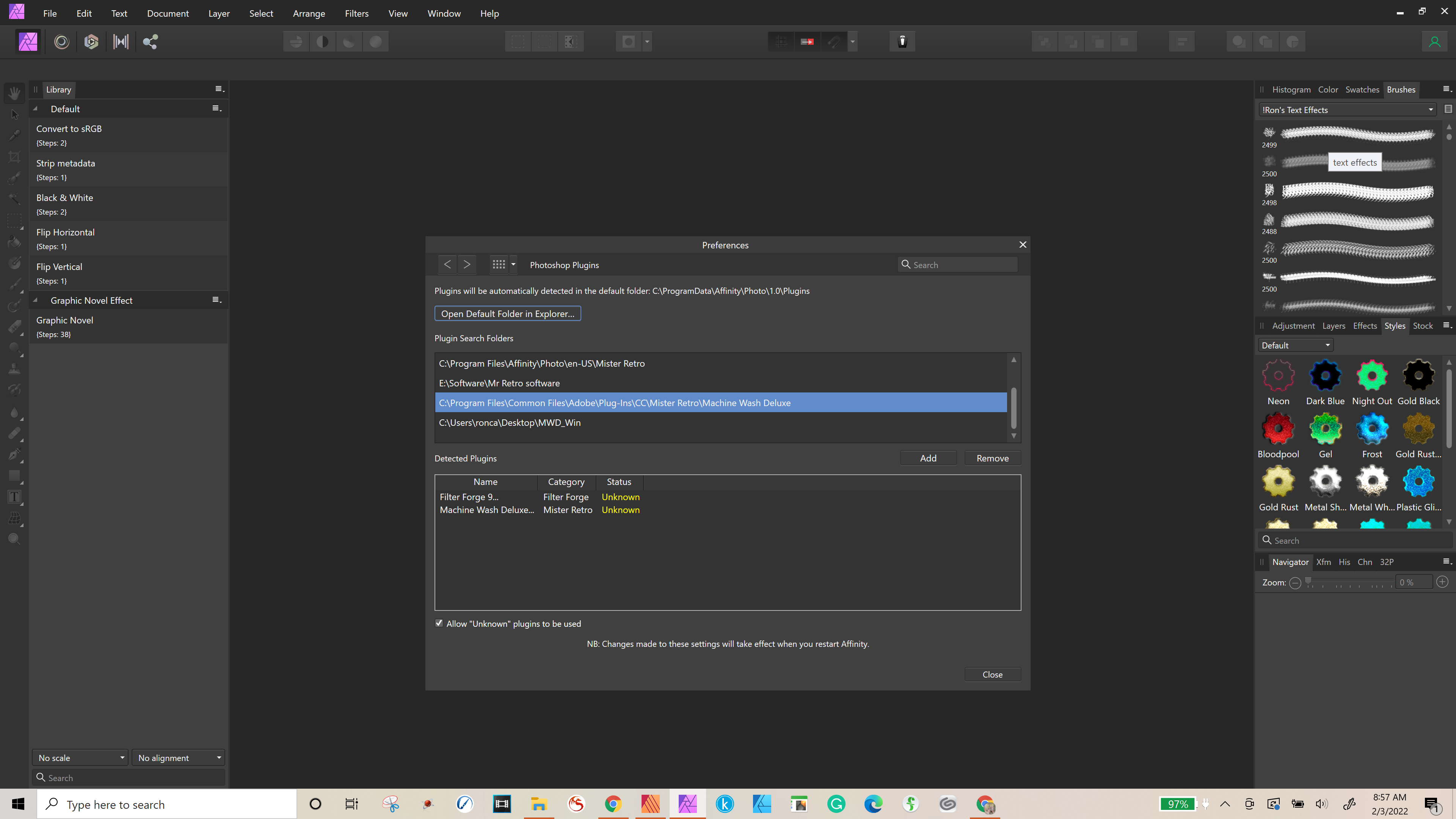 Trying To Run A Plugin Pre V2 Archive Of Affinity On Desktop