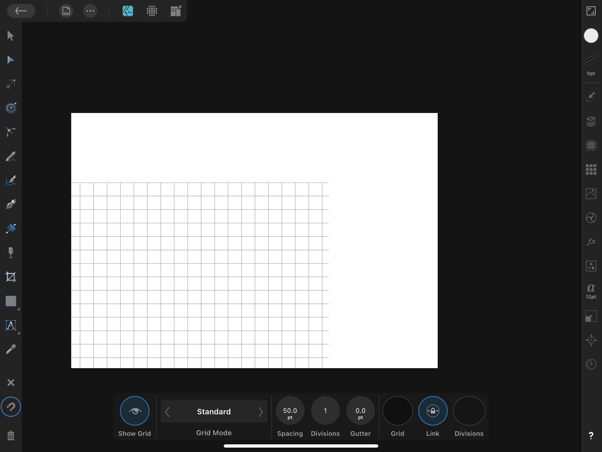 The Grid Will Not Fill The Page Pre V2 Archive Of Affinity On IPad 