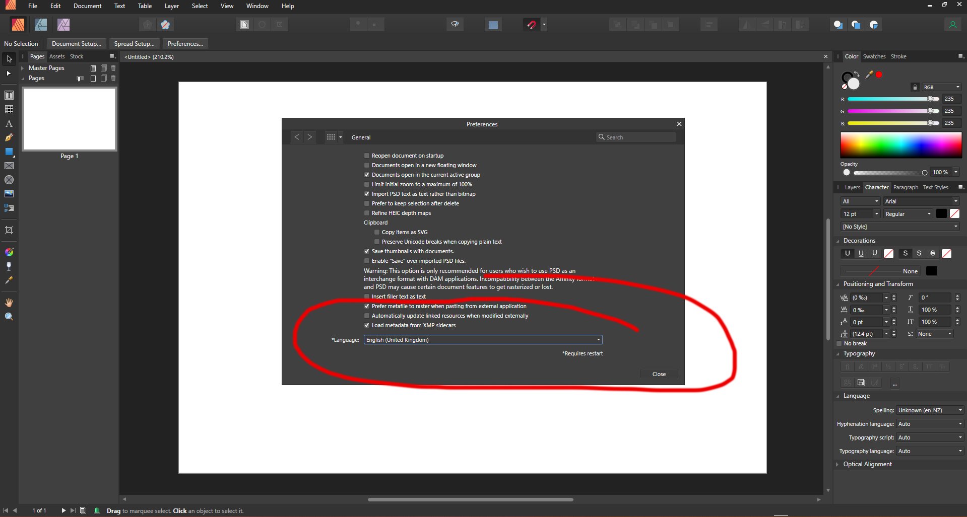 How To Change Spelling Language Default Pre V2 Archive Of Affinity 