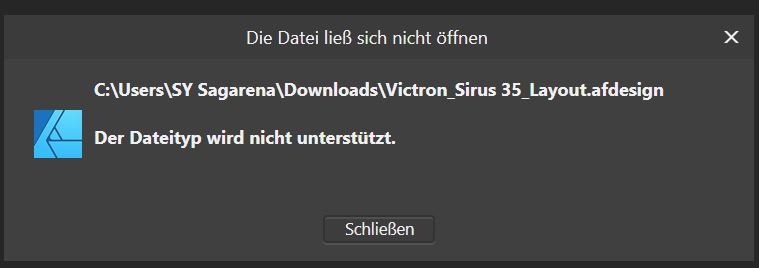 The File type is not supported *.afdesign - V1 Bugs found on Windows ...