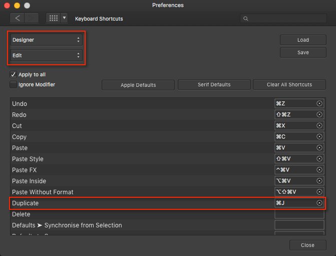 Designer, key combo for duplicate - Page 3 - Pre-V2 Archive of Affinity on Desktop Questions ...