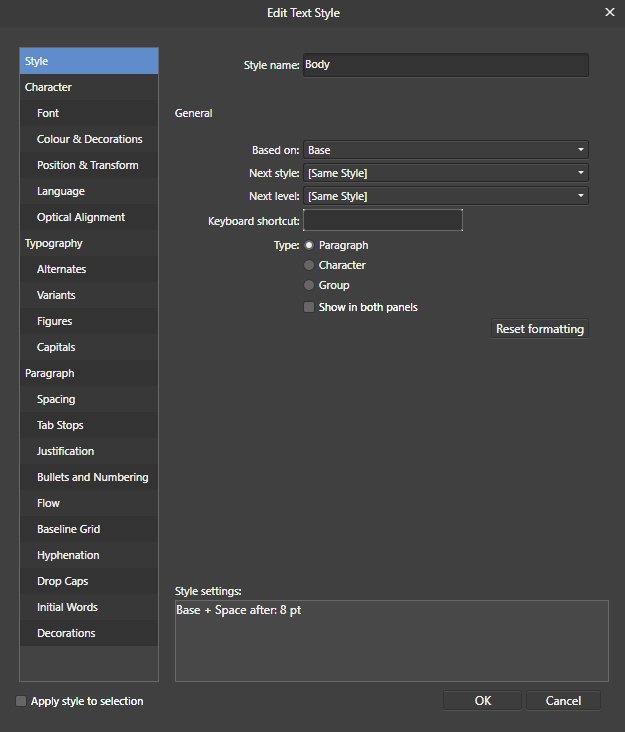 Text styles not taking effect in Affinity Publisher - Pre-V2 Archive of Desktop Questions (macOS ...