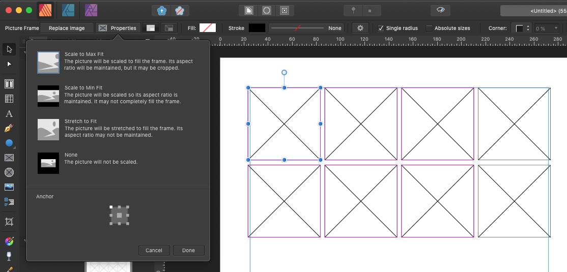 8 square images in a regular 4x2 array, (Photo or Publisher) - Pre-V2 ...