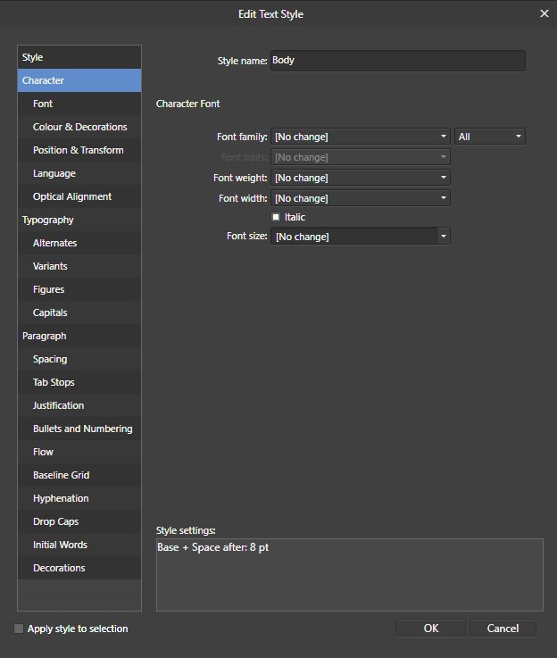 Text styles not taking effect in Affinity Publisher - Pre-V2 Archive of ...
