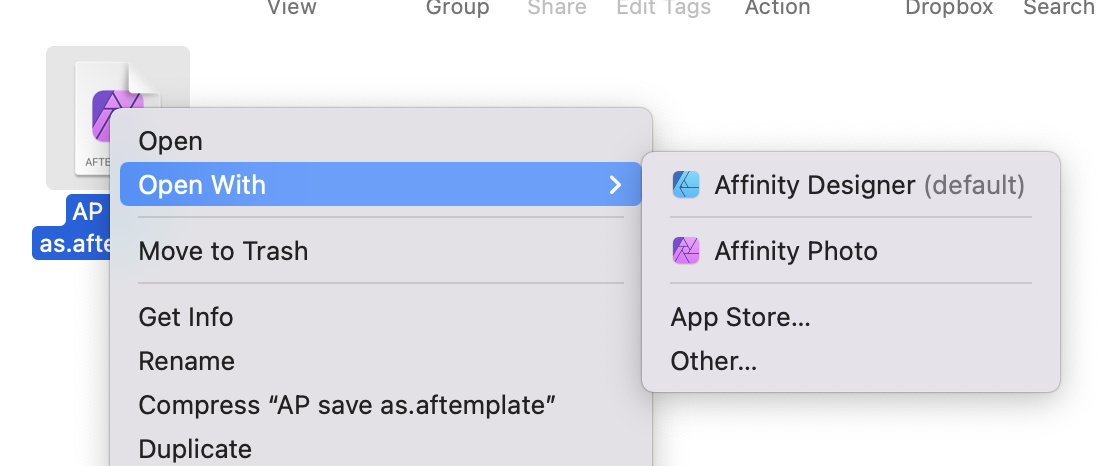 How Do I Stop A File Created In Affinity Photo From Defaulting To Open With Affinity Designer