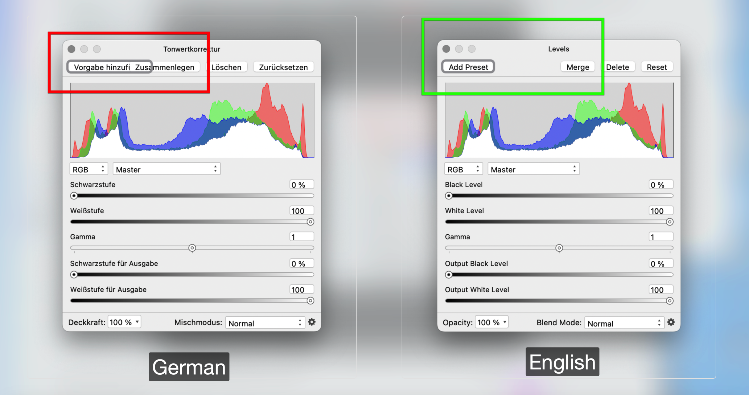 German Localization Of Affinity Photo Overlapping Buttons In Adjustment V1 Bugs Found On