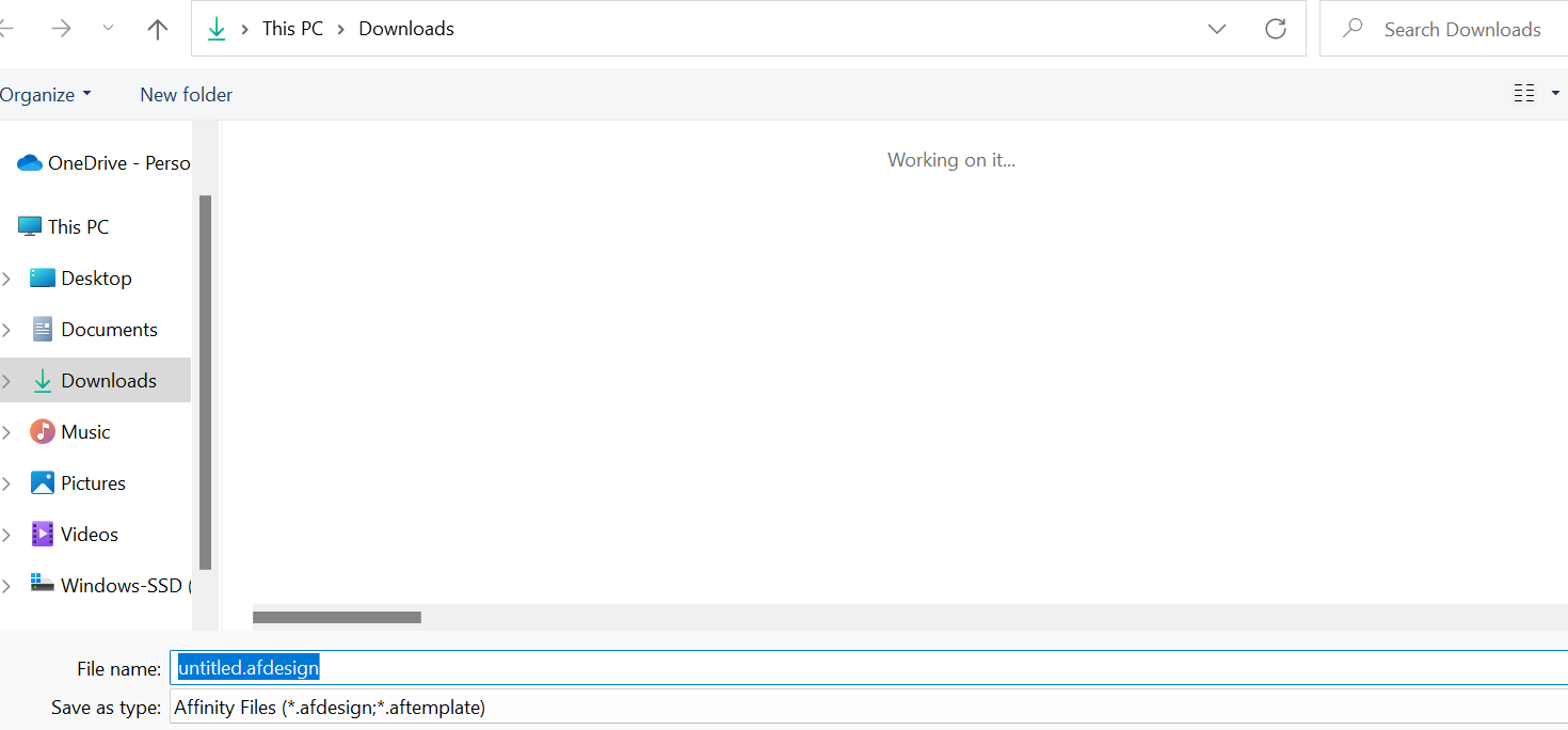 Freeze / crash upon "Save as" - V1 Bugs found on Windows - Affinity | Forum
