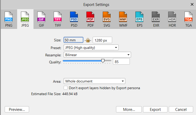 set mm dimensions of end format inside JPEG export dialogue - Pre-V2 Archive of Desktop ...