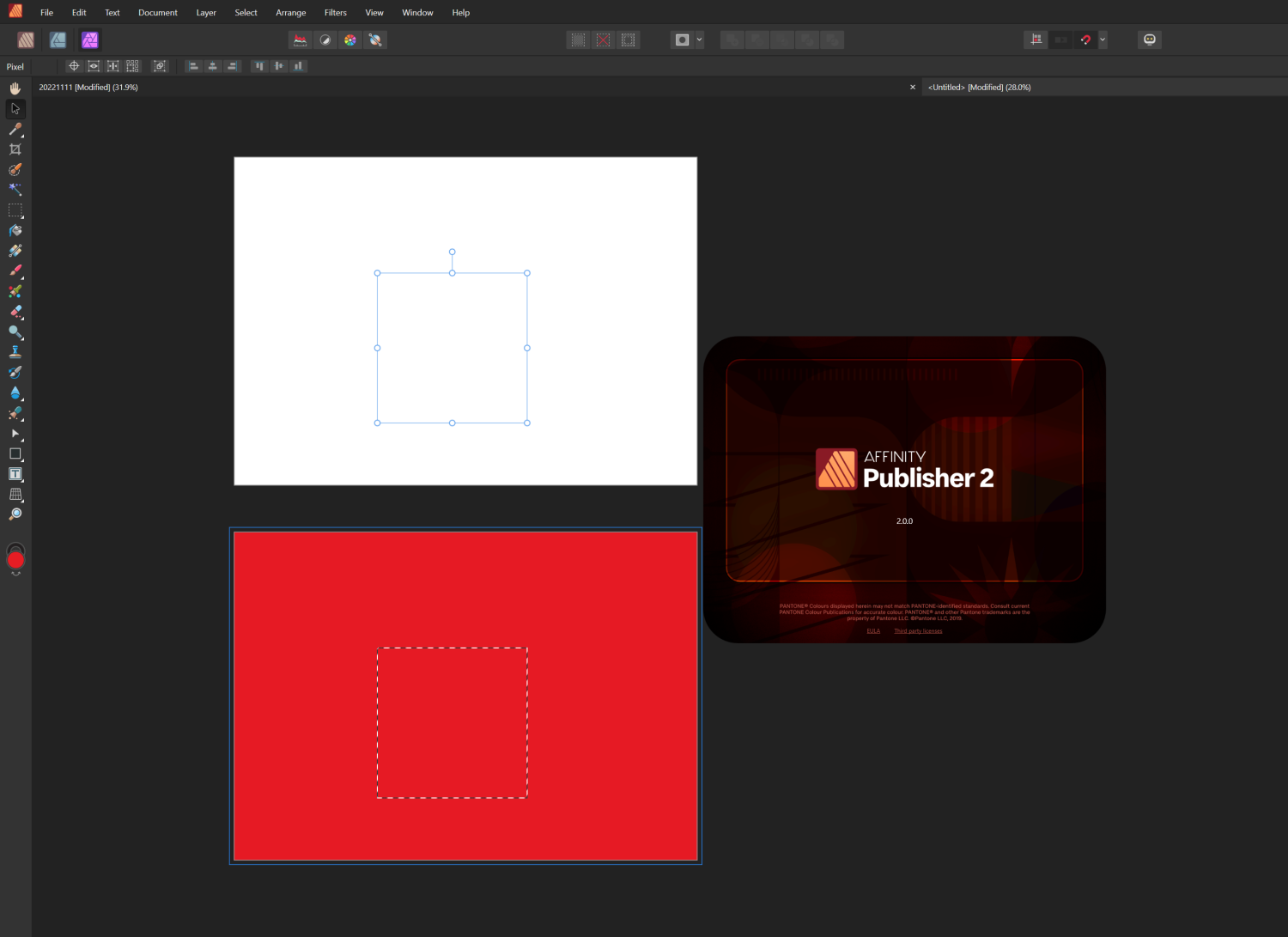 transform pixel selection bounding box only works on the fist page - V2 Bugs found on Windows ...