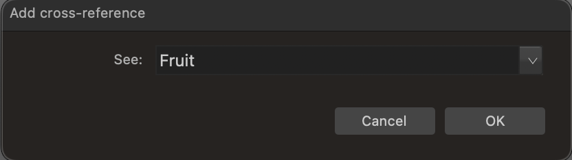 Index cross references not working (cannot add new cross reference) - V2 Bugs found on macOS ...