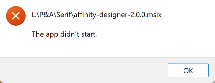 Unable To Install V2 On Windows 11 Affinity On Desktop Questions