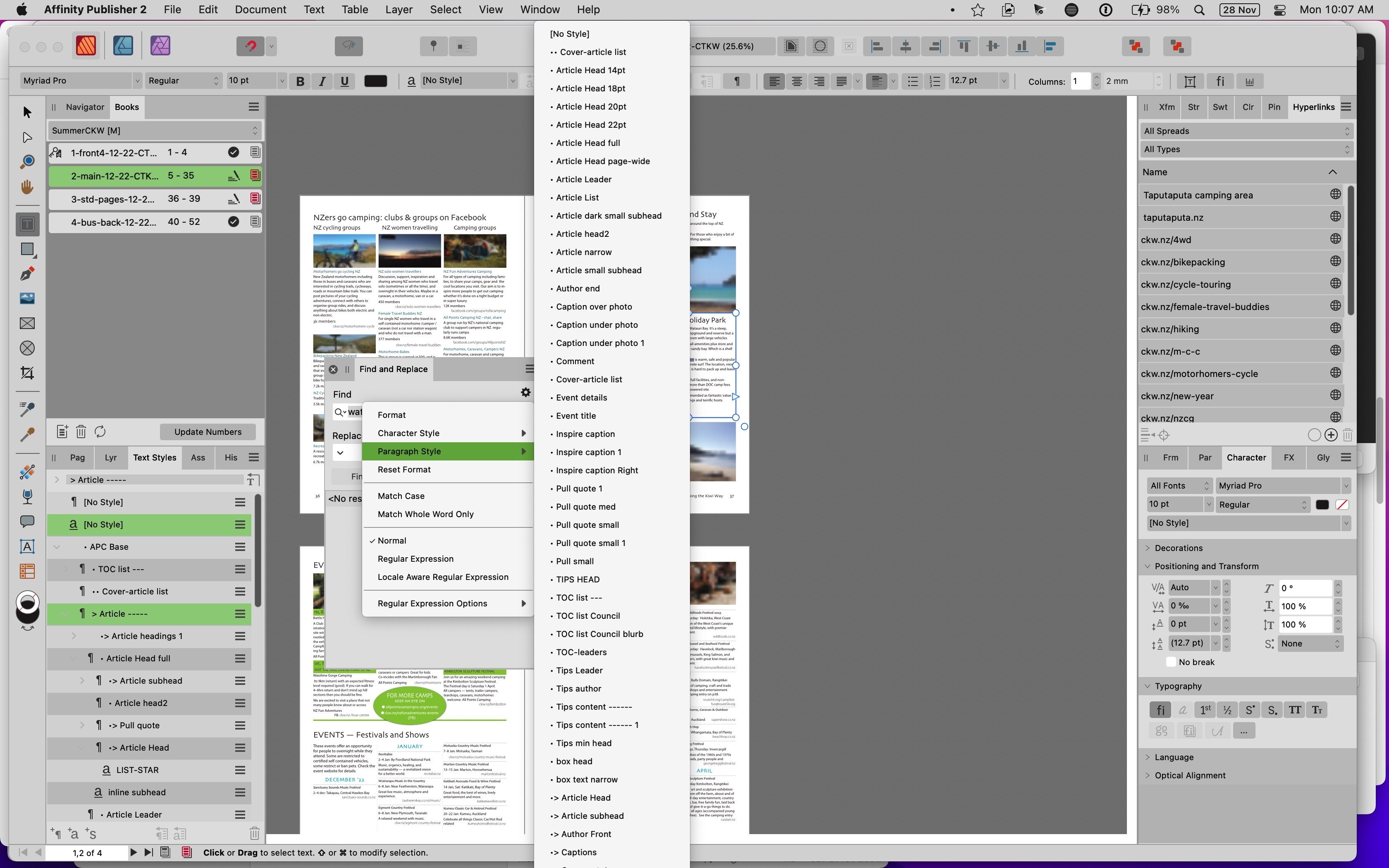 Find: paragraph style: popup menu list falls off the bottom of the screen - V2 Bugs found on ...