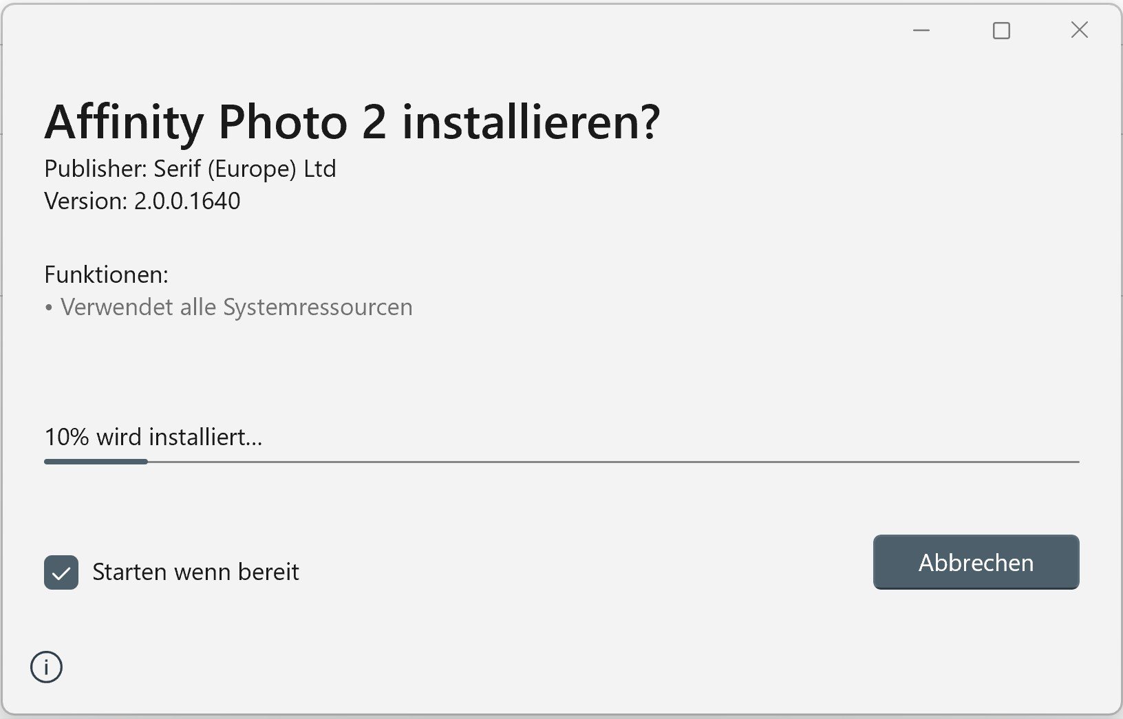 Installation Of Affinity Photo Designer And Publisher Always Stops At