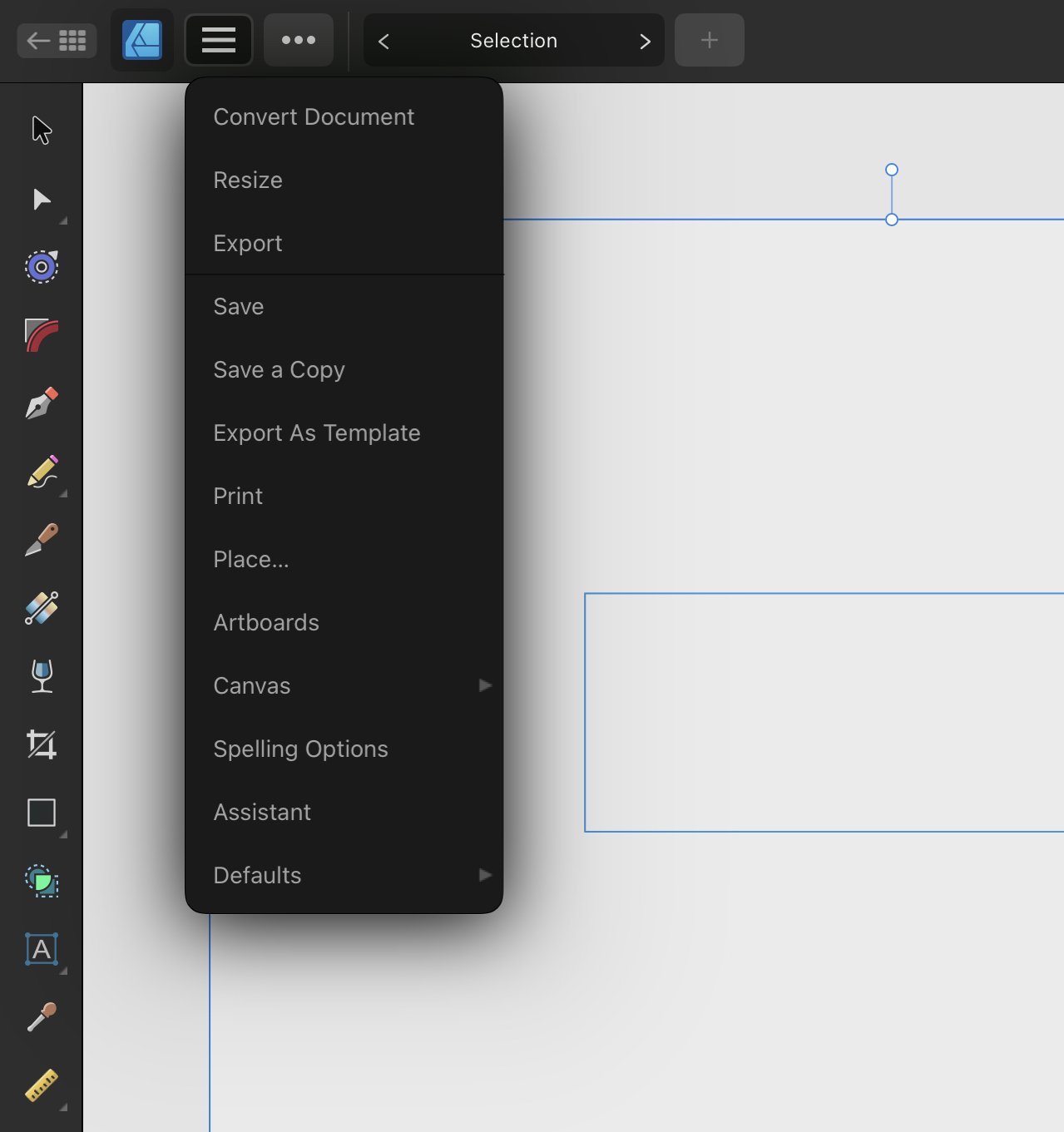 Menu Consistency - Affinity on iPad Questions - Affinity | Forum