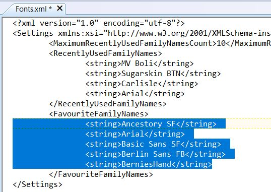 (W11) The list of favourite fonts is empty in all three applications - Pre-V2 Archive of Desktop ...