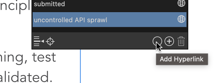 Wrong icon/tooltip in the Hyperlinks studio - V2 Bugs found on macOS - Affinity | Forum