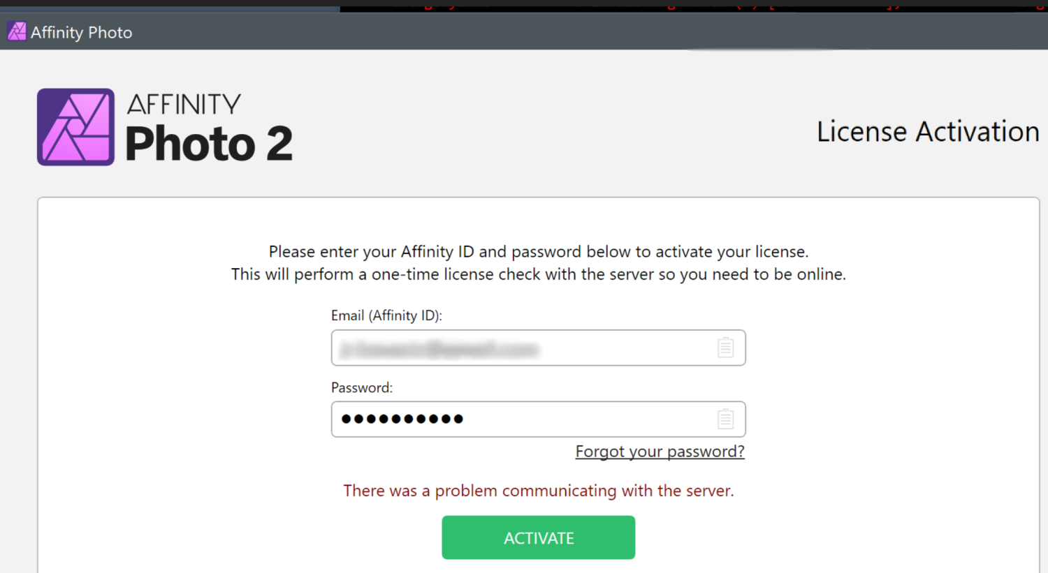 Unable to activate V2 licence on windows - Desktop Questions (macOS and Windows) - Affinity | Forum