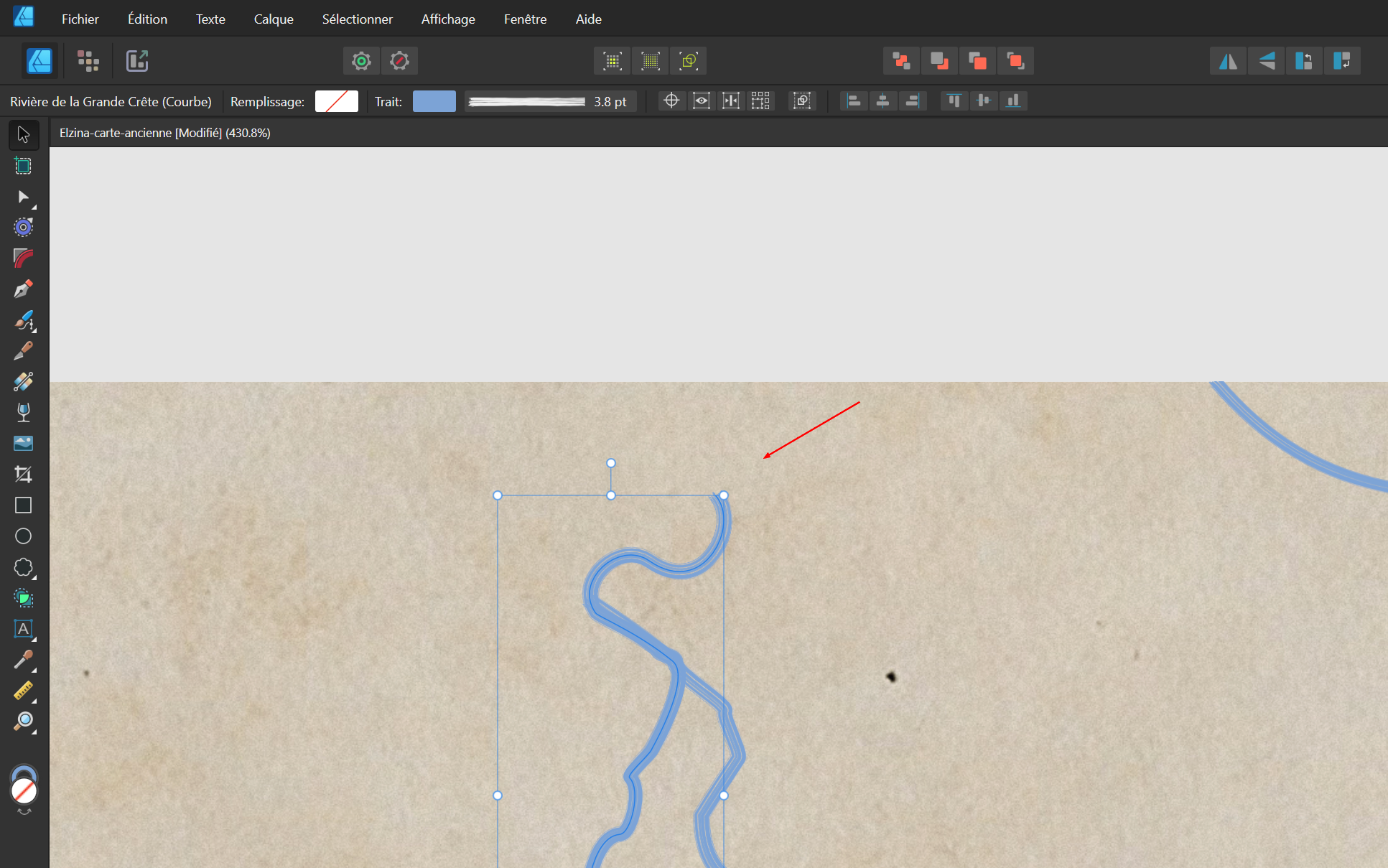 Affinity Designer: add a section to a line created with the pen ...