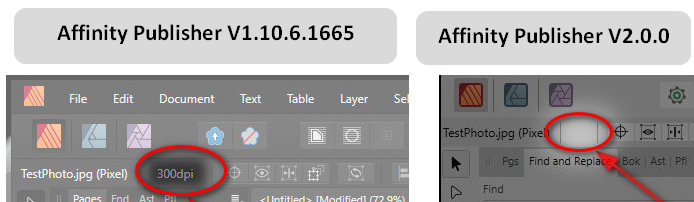 Dpi Value In Context Toolbar Is Empty In V2 Immediately After Rasterizing A Photo V2 Bugs