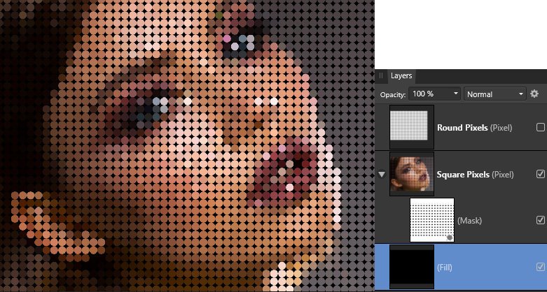 Convert photo to image with round pixels (limited color palette, resp. gray tones) - Desktop ...