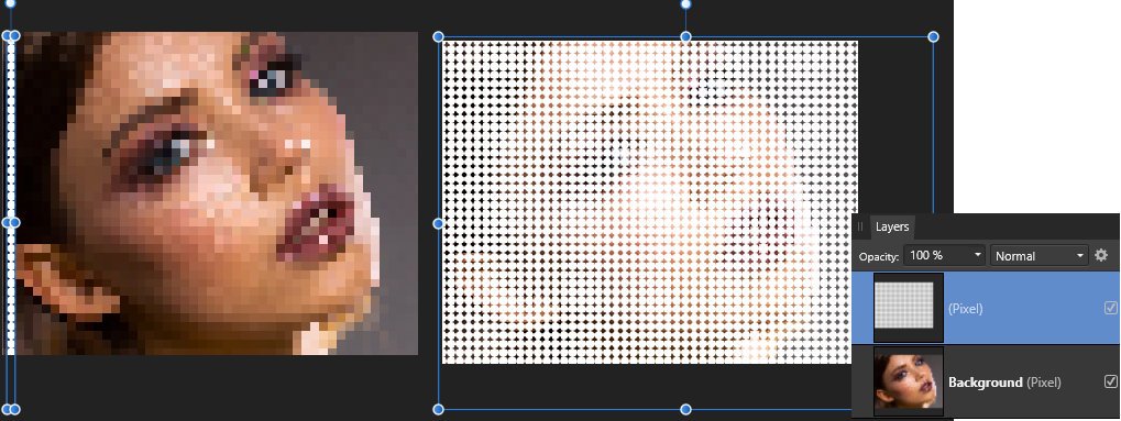 Convert photo to image with round pixels (limited color palette, resp. gray tones) - Desktop ...