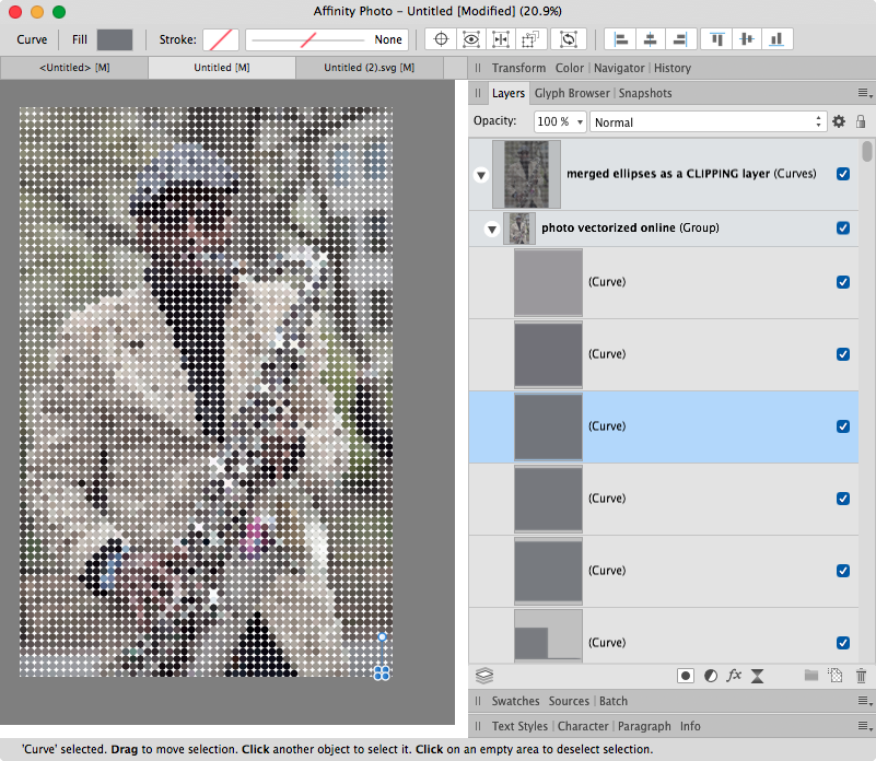 Convert photo to image with round pixels (limited color palette, resp ...