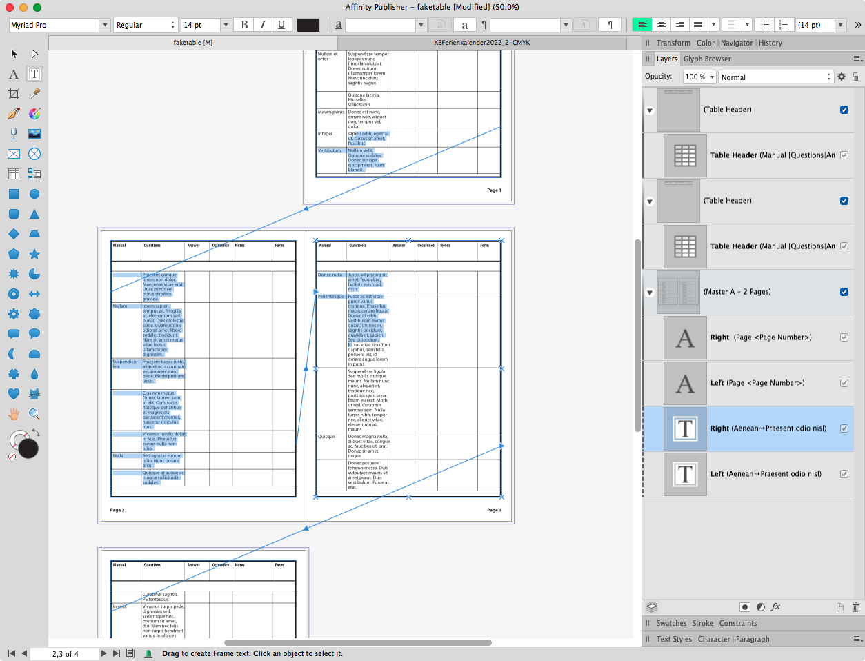 Tables request - Integrate them into text - Feedback for the Affinity ...