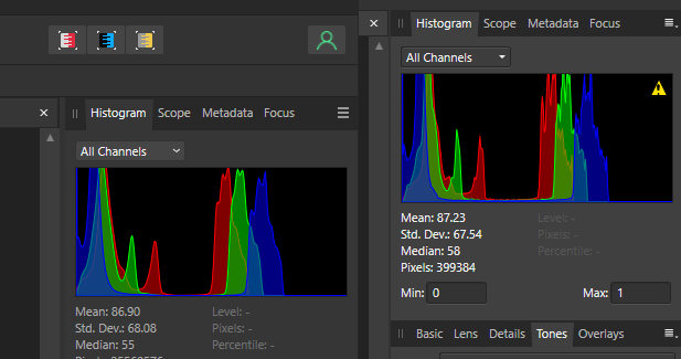 Sigma sd Quattro H x3f files opening with the histogram to the left ...